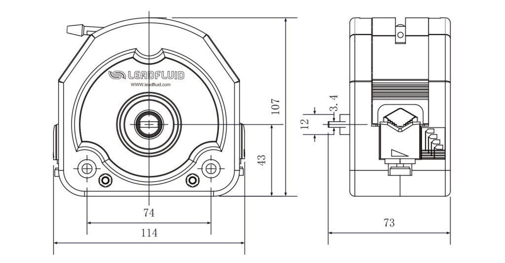 KZ25 Series Peristaltic Pump Head - Lead Fluid